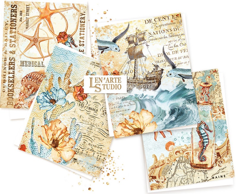 Ocean Junk Journal Printable Papers Vintage Mermaid Paper - Etsy