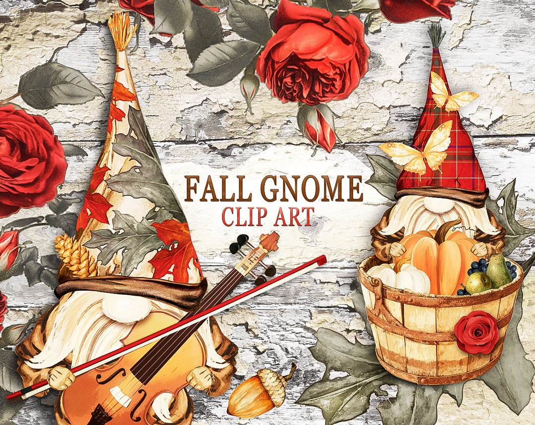 Fall Gnome Clipart, Autumn Gnomes PNG, Gnomes Hand Draw, Pumpkin, Fall ...