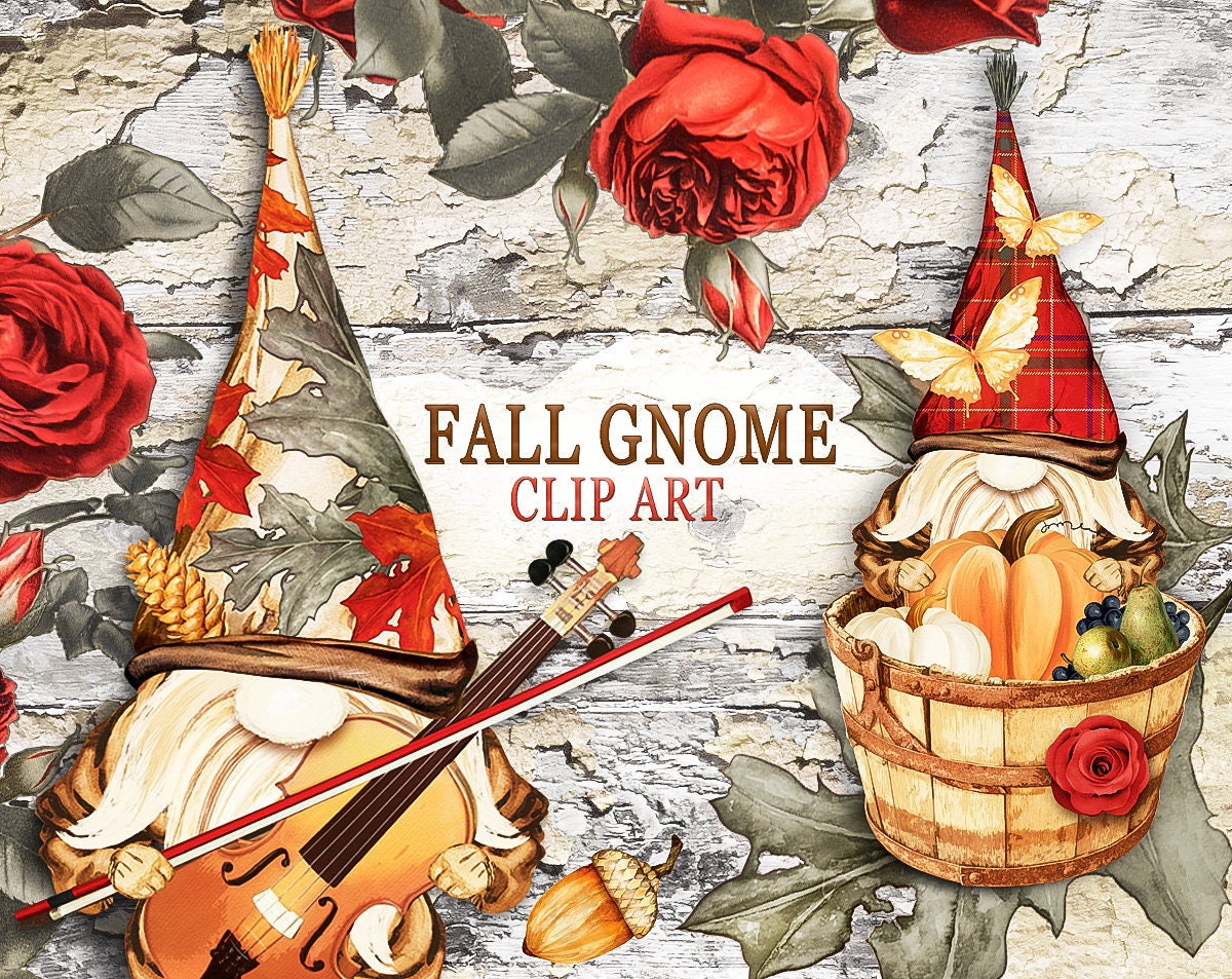 Fall Gnome Clipart, Autumn Gnomes PNG, Gnomes Hand Draw, Pumpkin, Fall ...