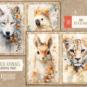 Wild Animals Junk Journal Kit, Woodland Animals Printable Papers ...