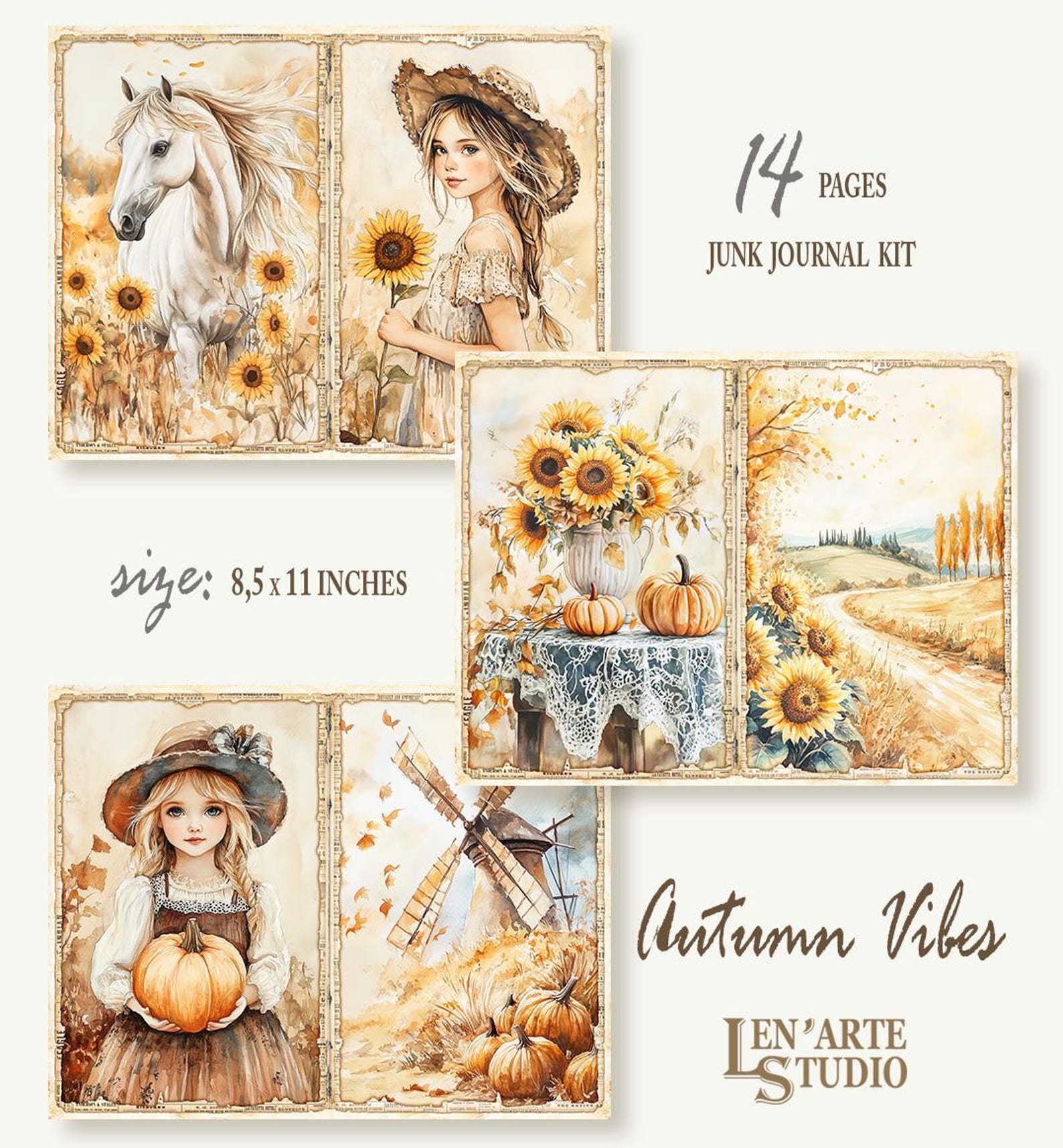 Fall Junk Journal Kit, Autumn Printable Pages, Rustic Autumn Paper ...