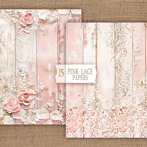 Pink Lace Journal Papers, Printable Lace Shabby Chic Pages, Paper ...
