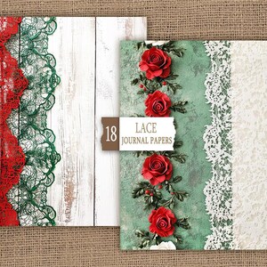Christmas Lace Journal Papers, Printable Festive Lace Pages,digital ...