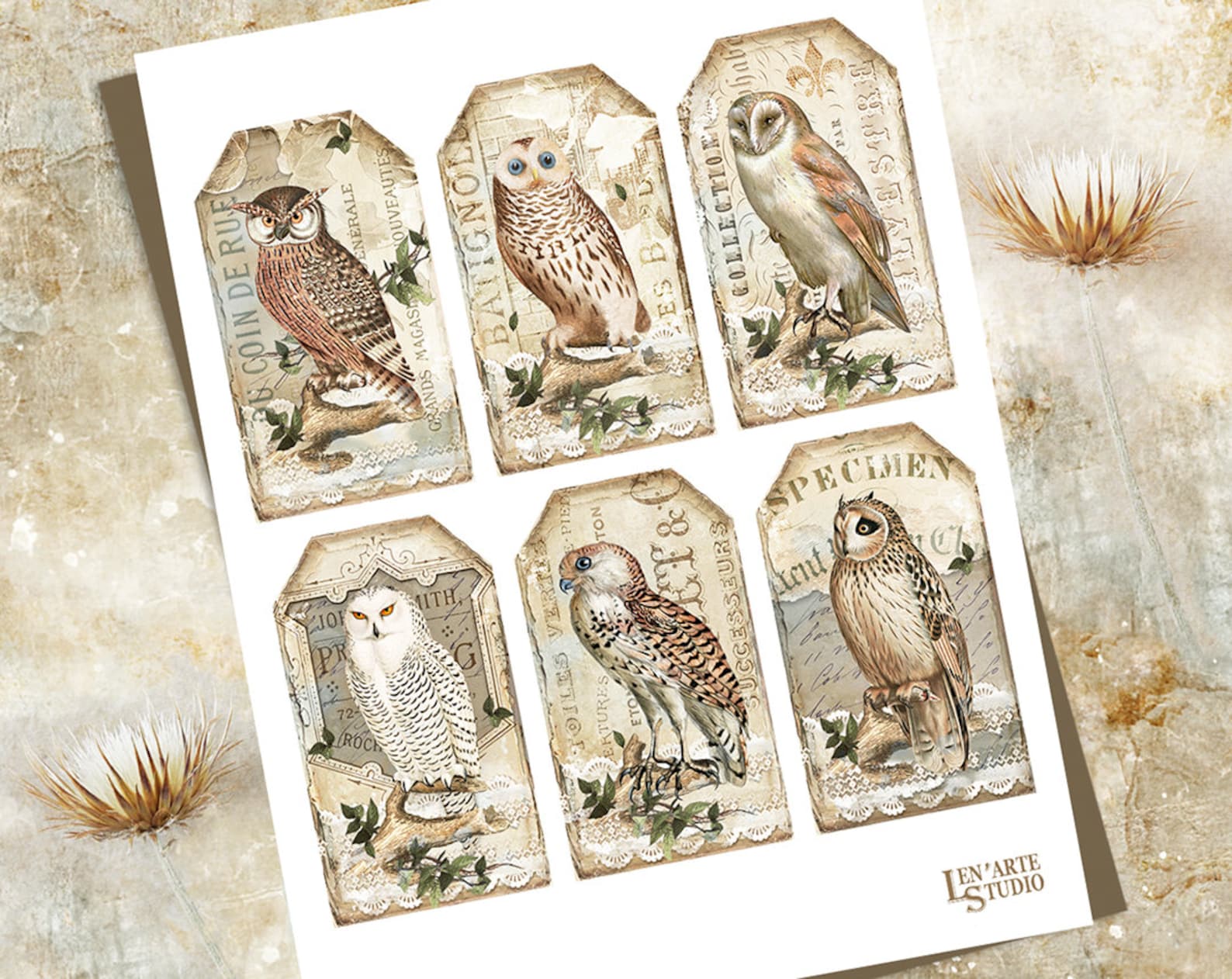 Vintage Owl Journal Ephemera Vintage Owl Journal Tags Owl - Etsy