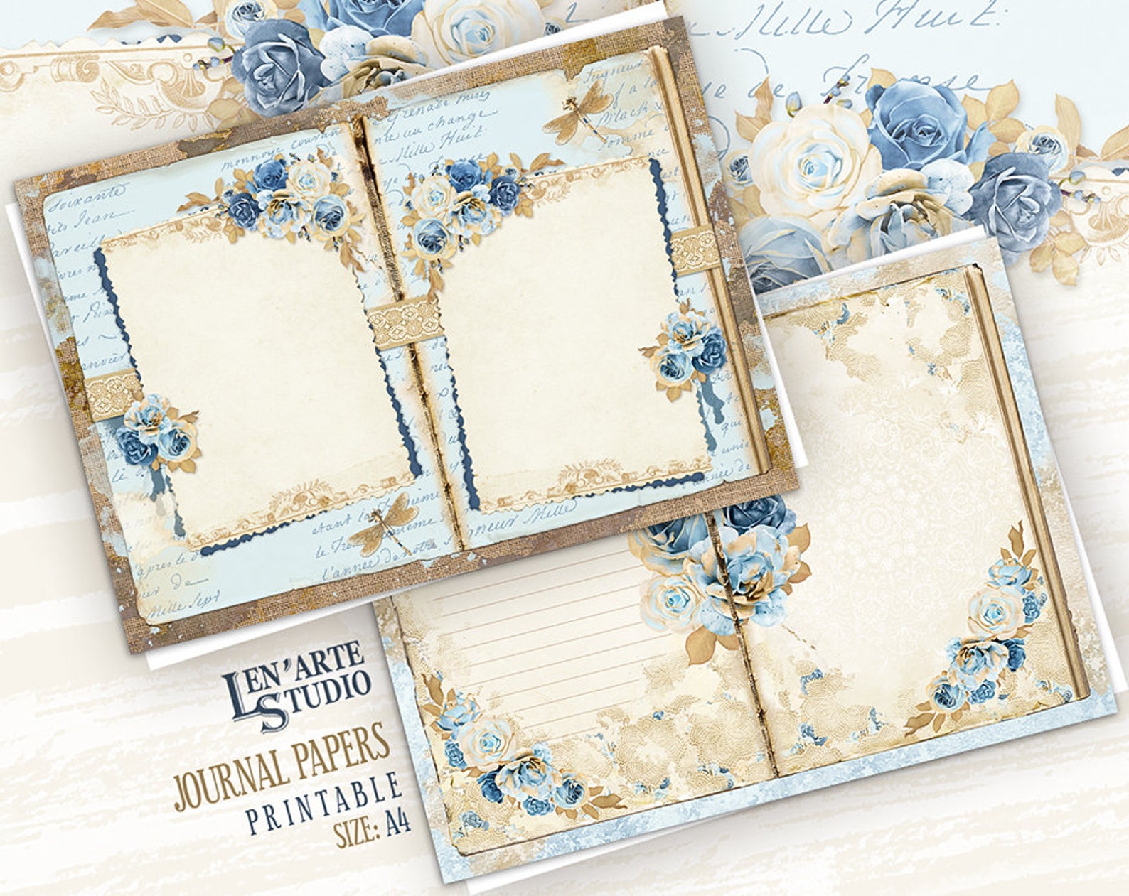 Blank Lined Journal Pages, Junk Journal Basic Papers, Printable Shabby ...