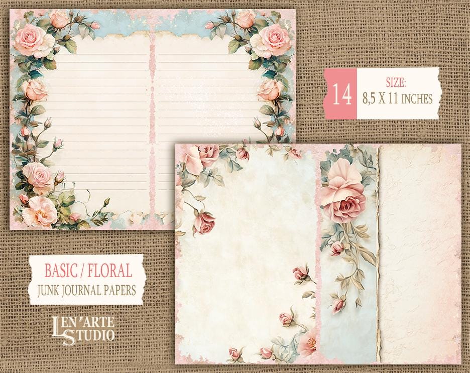 Vintage Lined Journal Pages, Basic Junk Journal Kit, Printable Blank ...