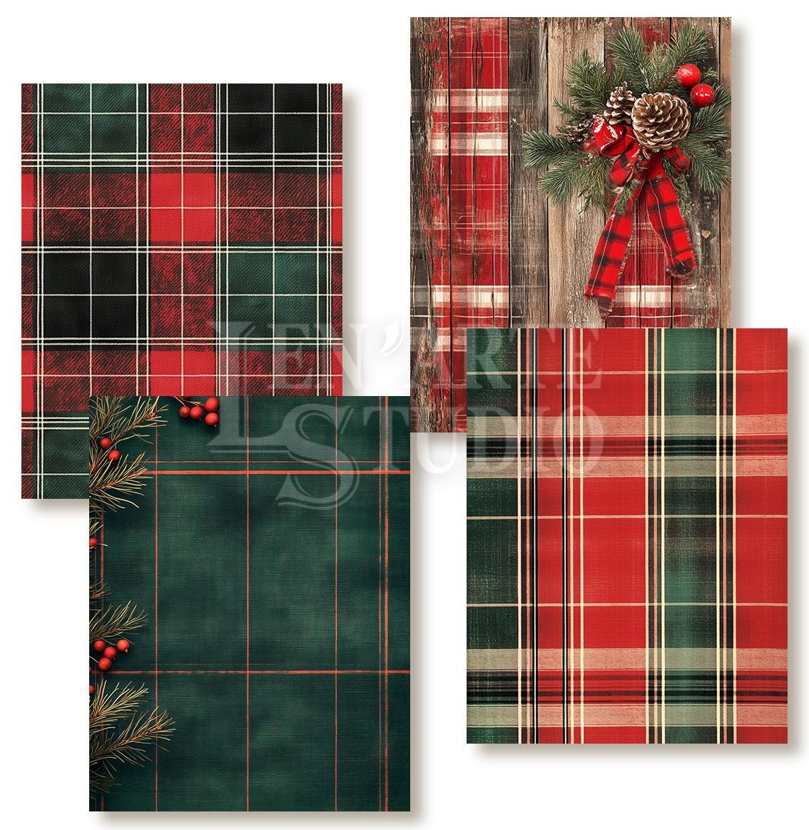 Christmas Tartan Plaid Journal Papers, Christmas Tartan Printable ...