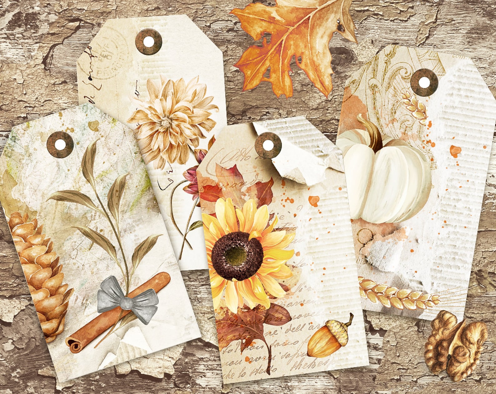 Fall Junk Journal Tags, Autumn Ephemera, Junk Journal Supplies, Fall ...