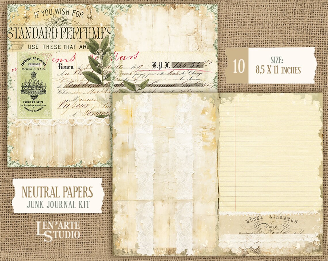 Vintage Junk Journal Pages, Junk Journal Basic Papers, Printable ...