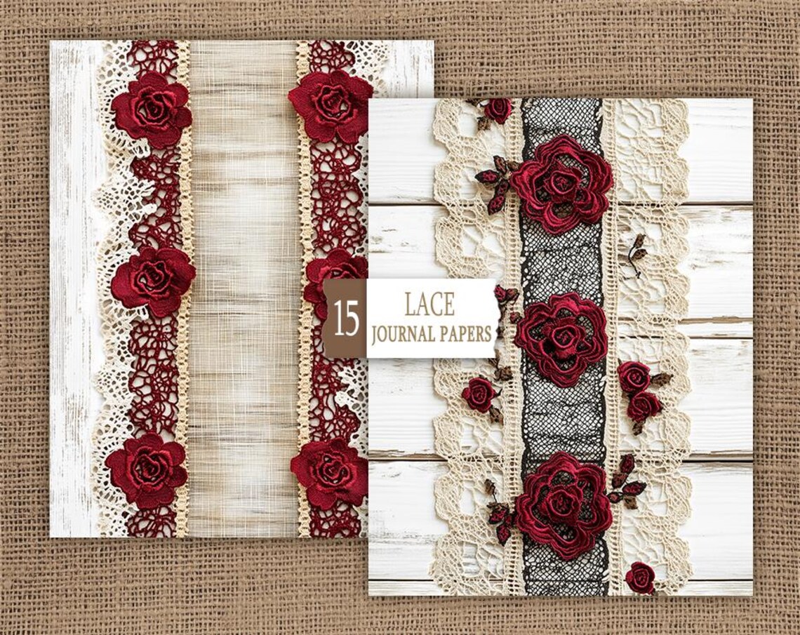 Holiday Lace Journal Papers, Printable Christmas Lace Shabby Chic Pages ...