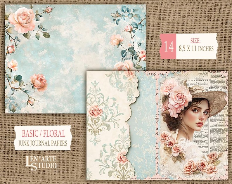 Vintage Lined Journal Pages, Basic Junk Journal Kit, Printable Blank ...