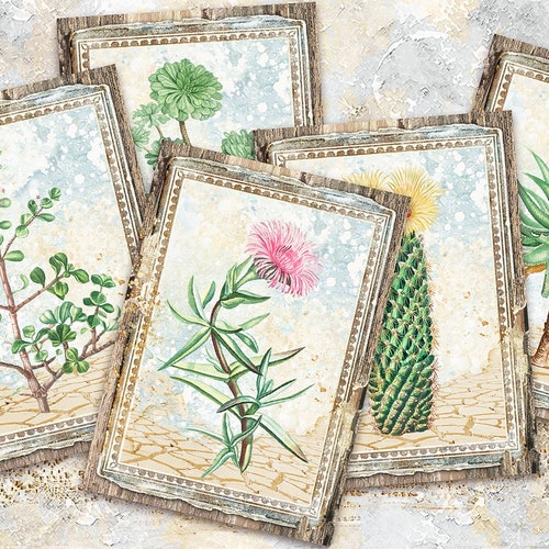 Vintage Botanical Card Set Digital Floral Cards ATC | Etsy