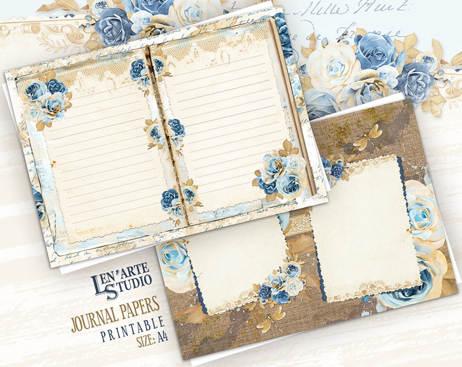 Blank Lined Journal Pages, Junk Journal Basic Papers, Printable Shabby ...