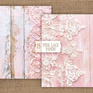 Pink Lace Journal Papers, Printable Lace Shabby Chic Pages, Paper ...