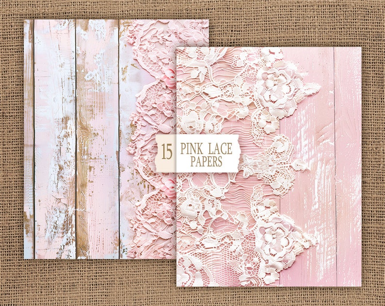 Pink Lace Journal Papers, Printable Lace Shabby Chic Pages, Paper ...