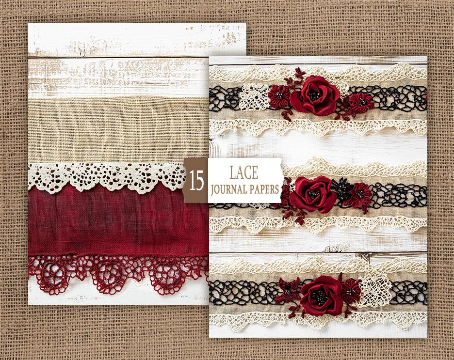 Holiday Lace Journal Papers, Printable Christmas Lace Shabby Chic Pages ...