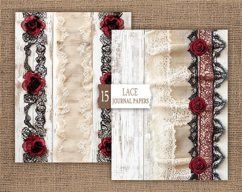 Holiday Lace Journal Papers, Printable Christmas Lace Shabby Chic Pages ...