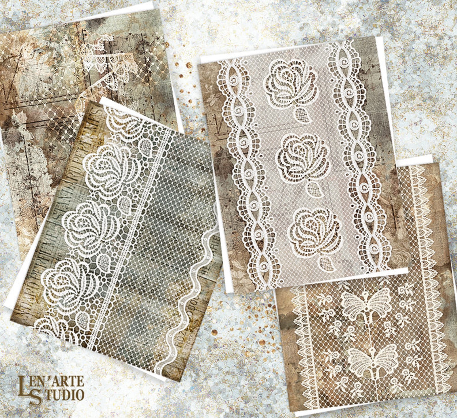 Lace Junk Journal Printable Pages Digital Lace Collage | Etsy