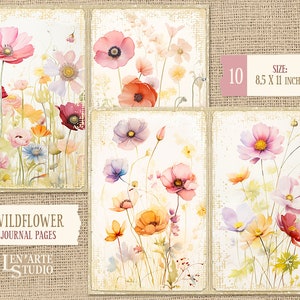 Watercolor Wildflowers Junk Journal Papers, Spring Flowers Junk Journal ...