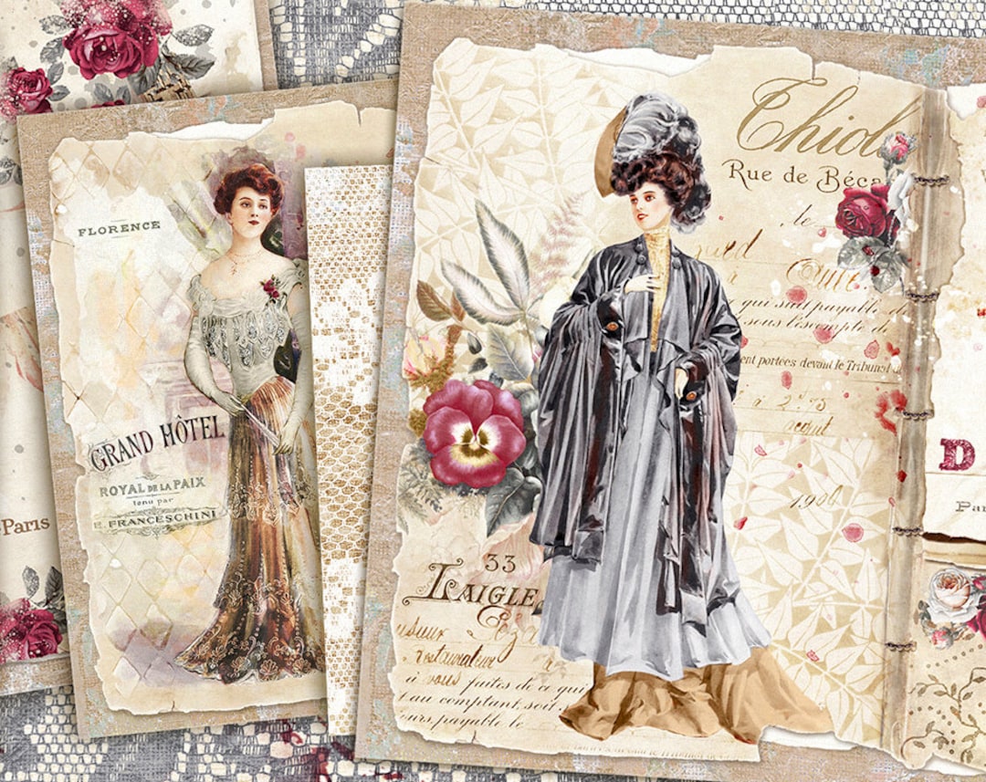 Vintage Victorian Ladies Junk Journal Kit, Vintage Woman Junk Journal ...