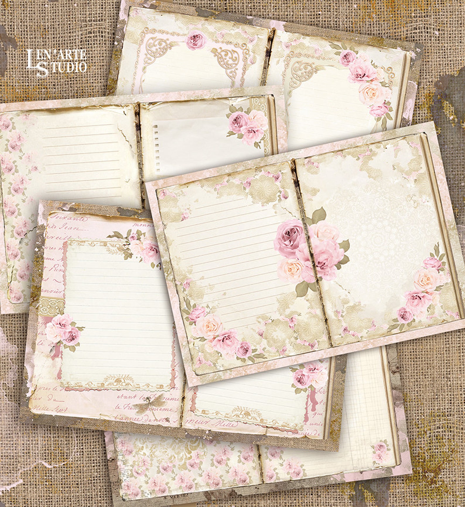 Blank Lined Journal Pages, Junk Journal Basic Papers, Printable Shabby ...