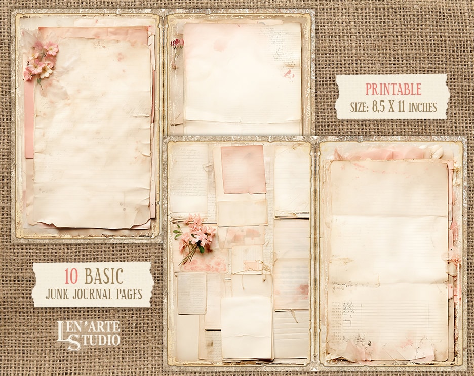 Blank Lined Journal Pages, Junk Journal Basic Papers, Printable Lined ...