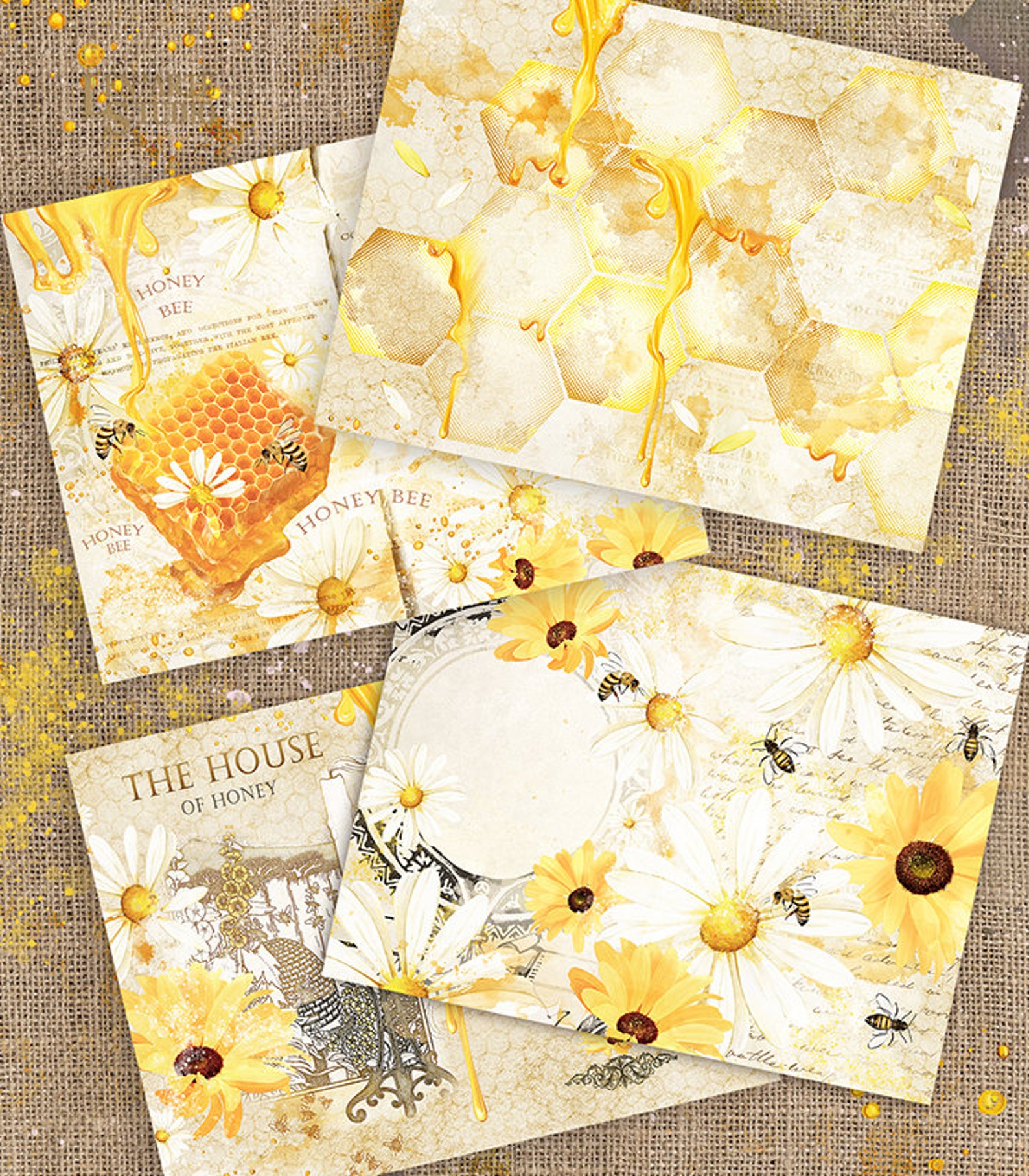 Bee Journal Pages, Digital Junk Journal Papers, Honey Bee Printable Kit ...