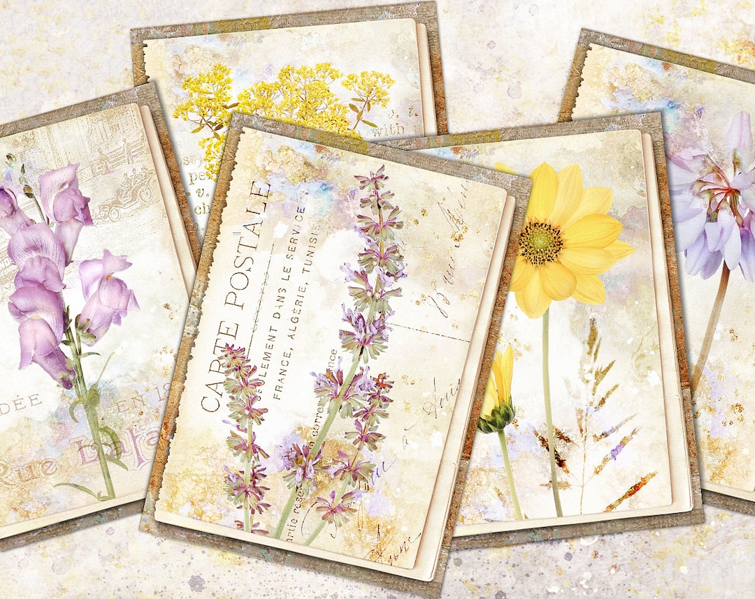 Wild Flowers Botanical Card Set, Floral Journal Cards ATC, Printable ...