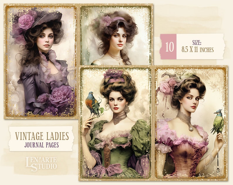 Victorian Ladies Junk Journal Pages, Vintage Woman Collage Sheet ...