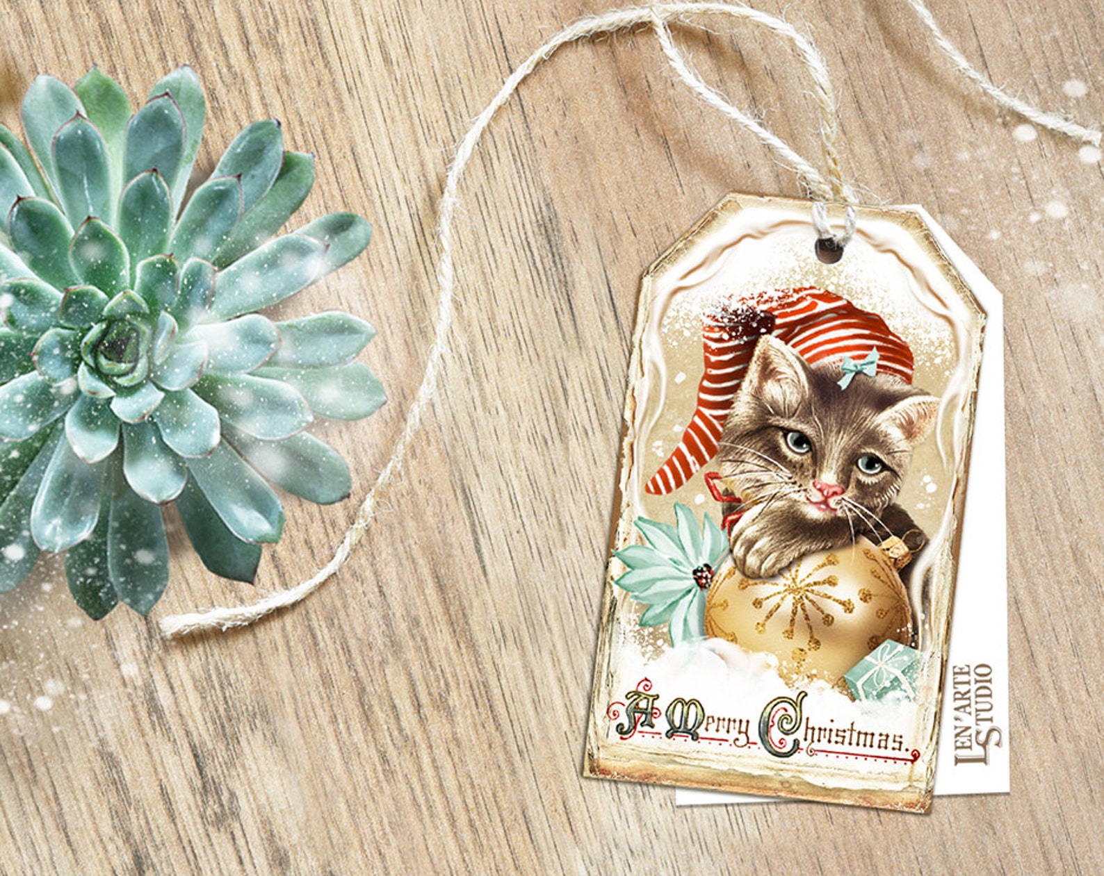 Christmas Journal Tags, Cats Vintage Ephemera, Christmas Gift Tag, Cat ...