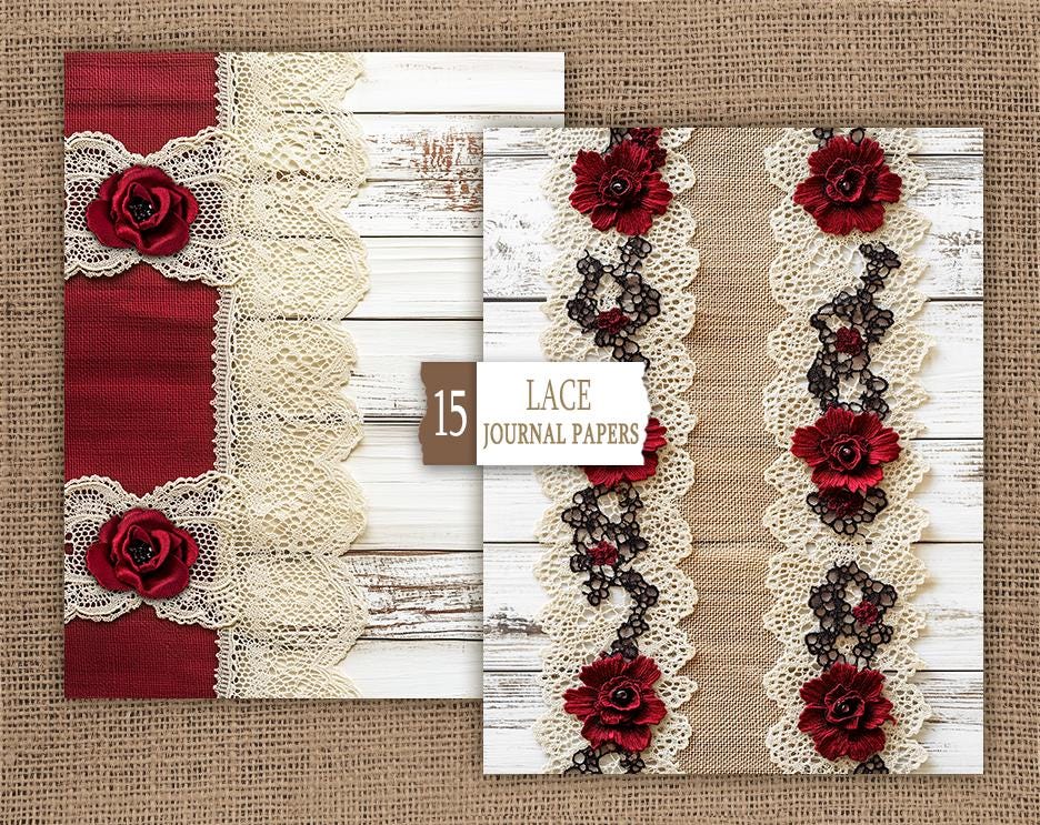 Holiday Lace Journal Papers, Printable Christmas Lace Shabby Chic Pages ...
