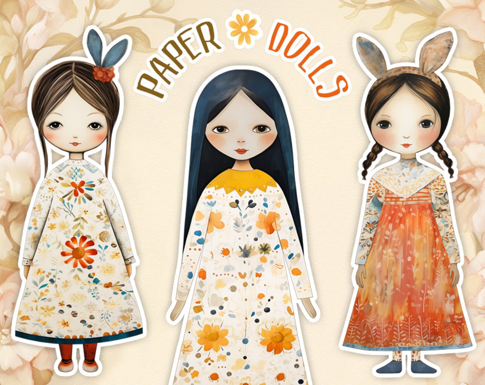 Printable Paper Dolls Kit, Digital Easter Paper Dolls Clip Art, Fussy ...