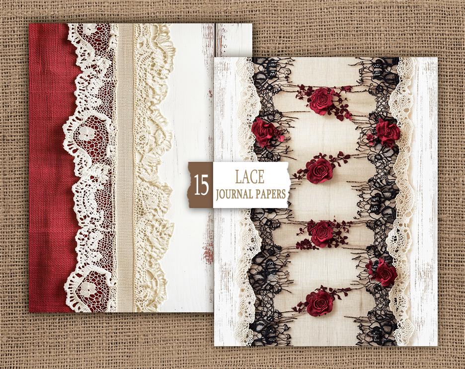 Holiday Lace Journal Papers, Printable Christmas Lace Shabby Chic Pages ...