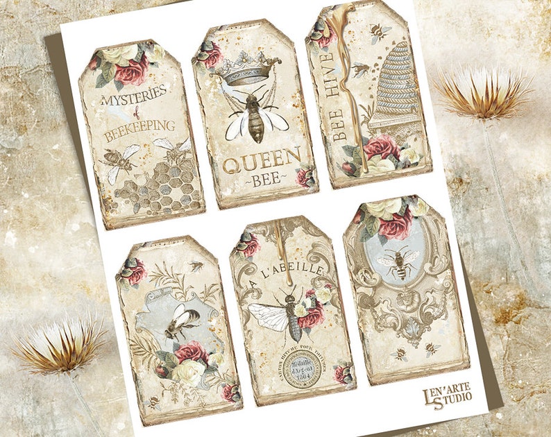 Vintage Honey Bees Tags Bee Journaling Tags Journal - Etsy