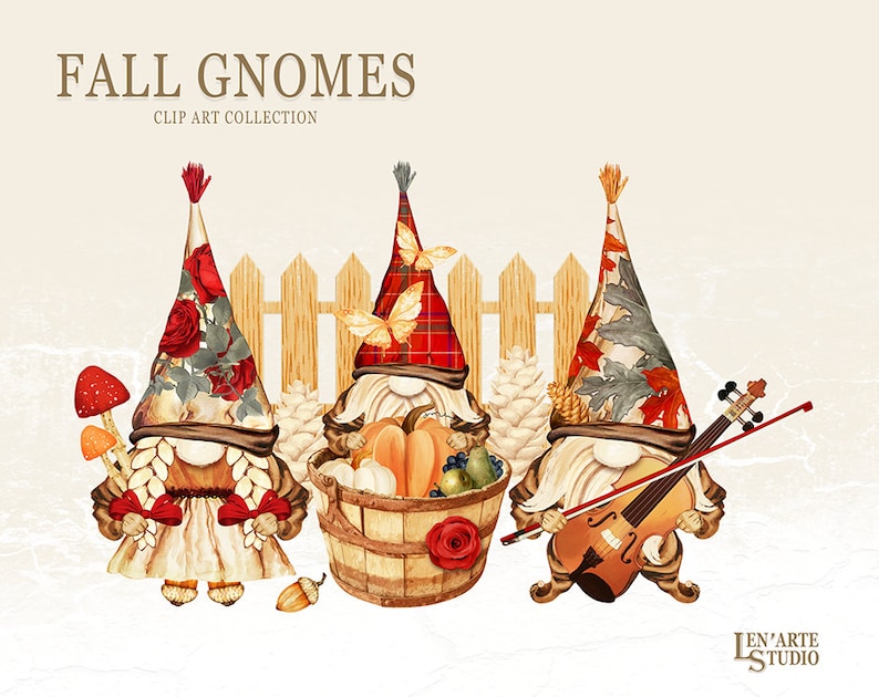 Fall Gnome Clipart, Autumn Gnomes PNG, Gnomes Hand Draw, Pumpkin, Fall ...