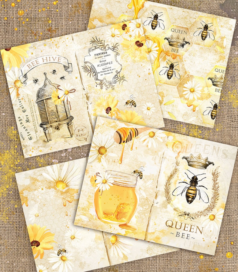 Bee Journal Pages, Digital Junk Journal Papers, Honey Bee Printable Kit ...