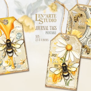 Vintage Journal Bees Tags, Honey Bee Journaling Tags,bee Journal ...