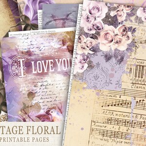 Vintage Floral Printable Junk Journal Kit, Ephemera Kit, Victorian ...