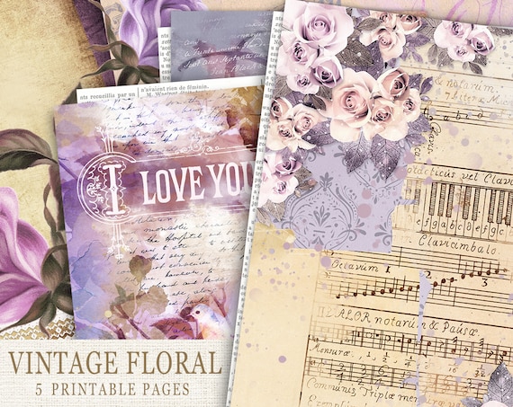 Vintage Floral Printable Junk Journal Kit Ephemera Kit - Etsy
