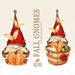 Fall Gnome Clipart, Autumn Gnomes PNG, Gnomes Hand Draw, Pumpkin, Fall ...