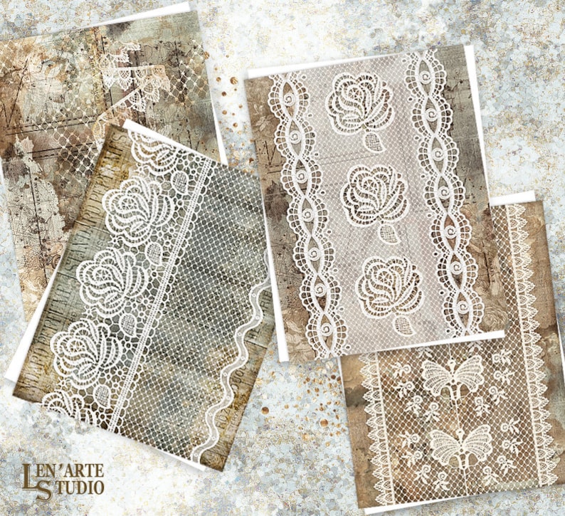 Lace Junk Journal Printable Pages Digital Lace Collage - Etsy