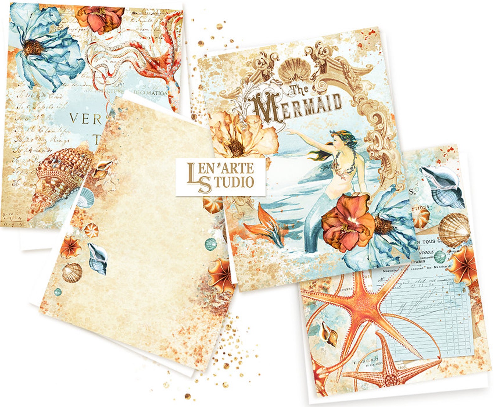 Ocean Junk Journal Printable Papers Vintage Mermaid Paper - Etsy