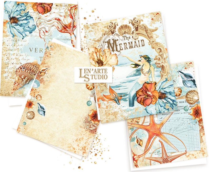 Ocean Junk Journal Printable Papers Vintage Mermaid Paper - Etsy