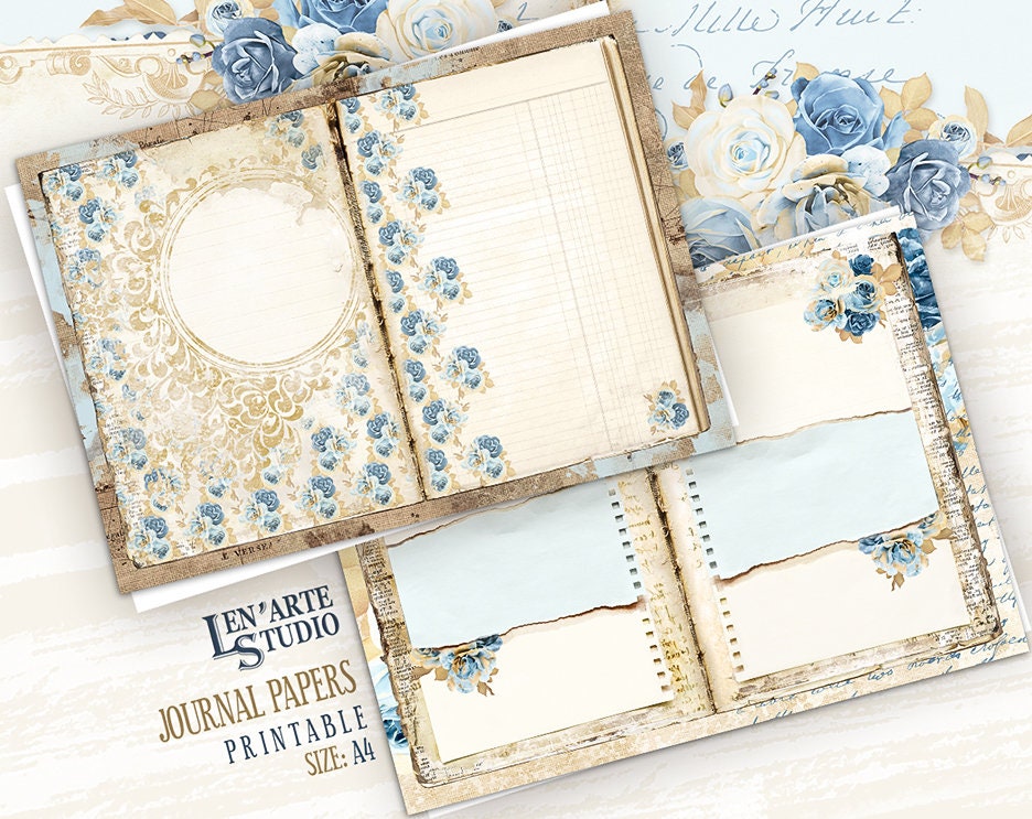 Blank Lined Journal Pages, Junk Journal Basic Papers, Printable Shabby ...