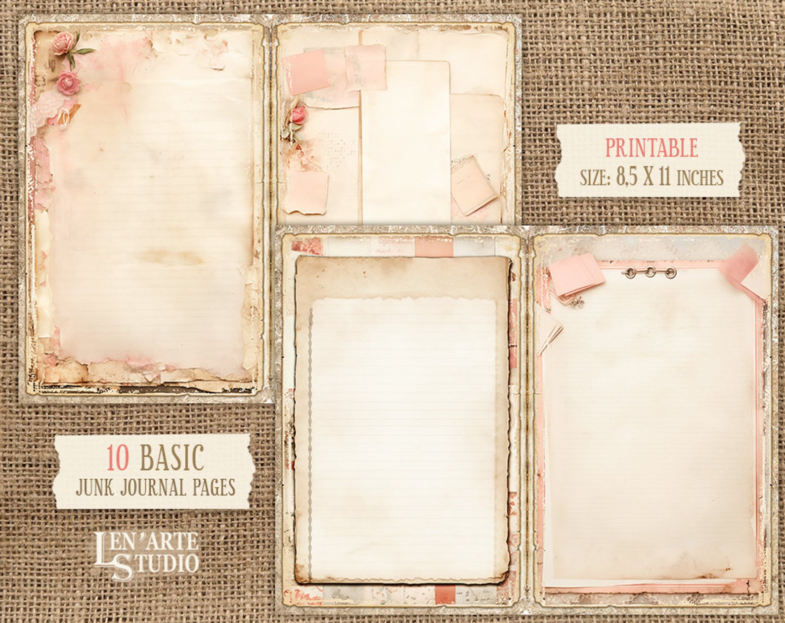 Blank Lined Journal Pages, Junk Journal Basic Papers, Printable Lined ...