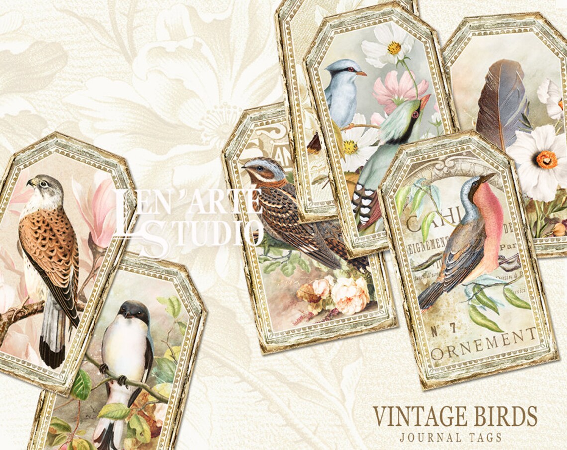 Vintage Birds Journal Tags Birds Printable Tags Vintage - Etsy