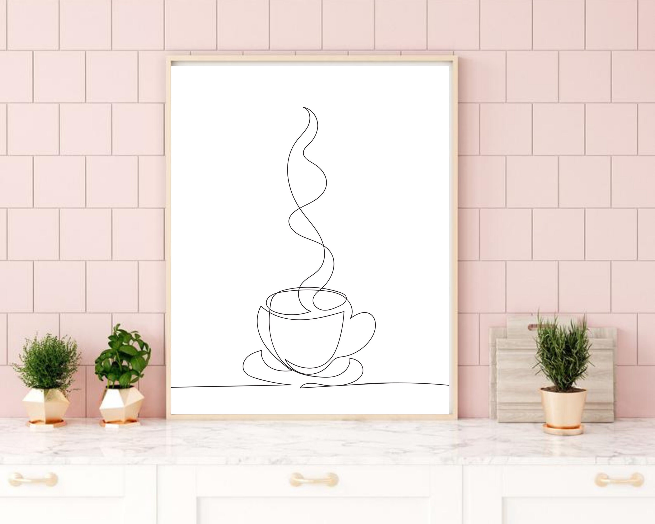 Kitchen Print, Kitchen Poster, Line Art Poster, Coffee Wall Art, Tea ...