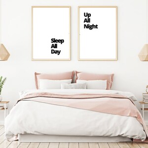Quote Print Sleep all day up all night art print Wall art | Etsy