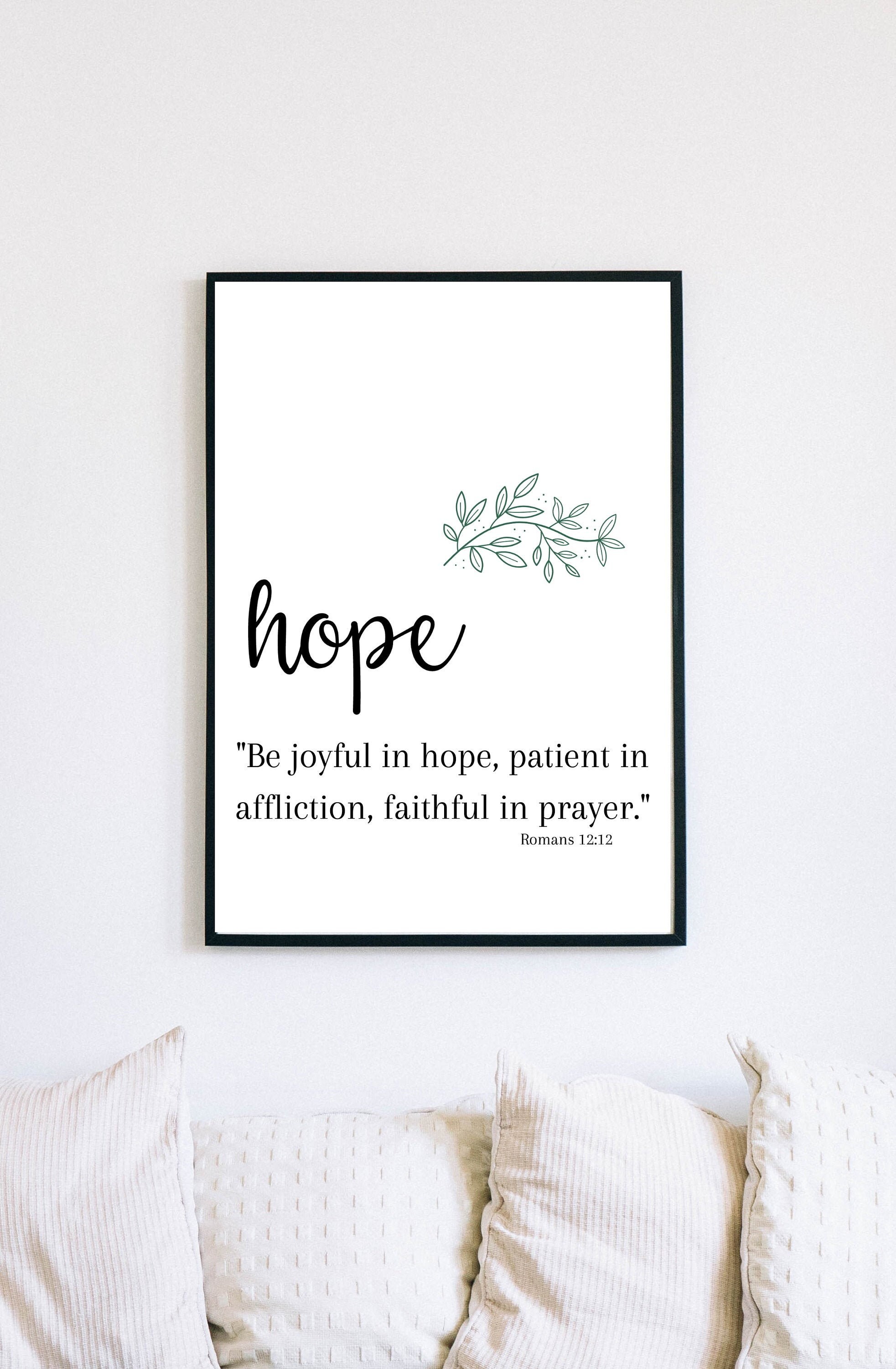 Hope Bible Verse Wall Art, Christian Digital Print Romans 12 ...