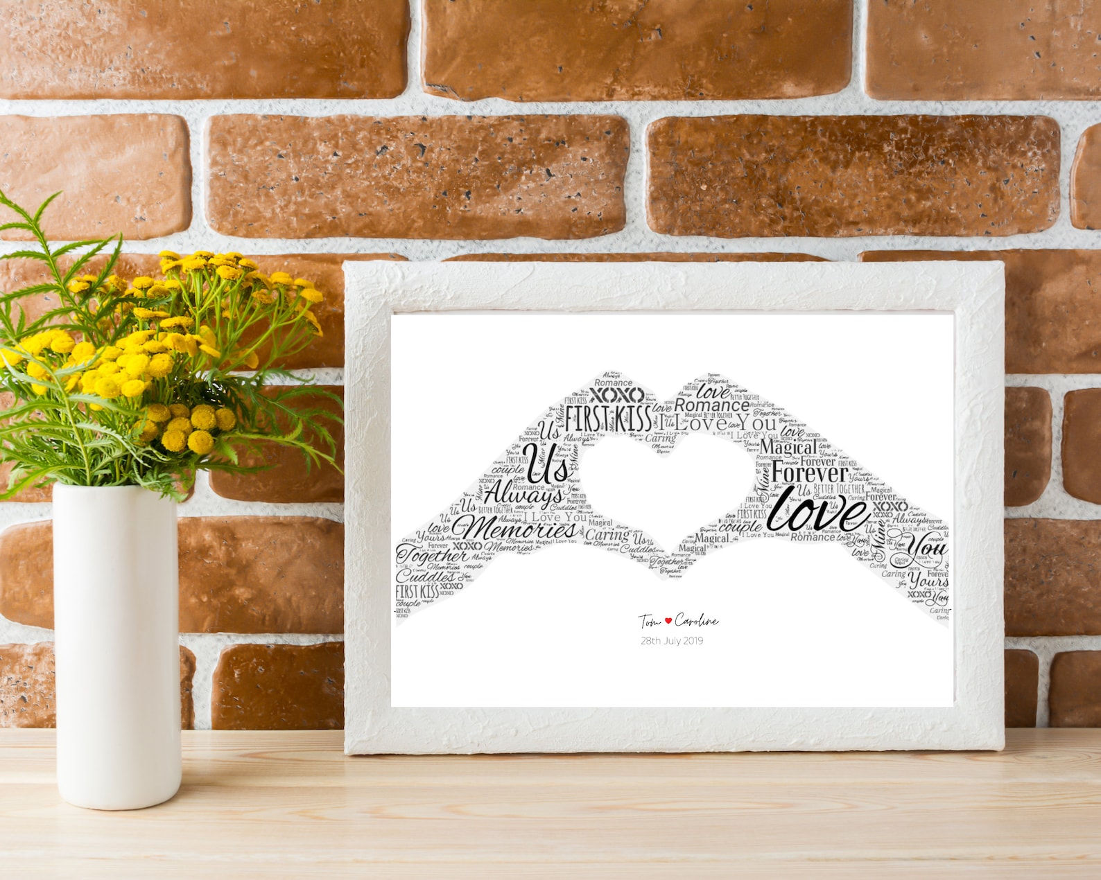Heart Hands Word Art, Personalised Print Anniversary, Wedding Present ...